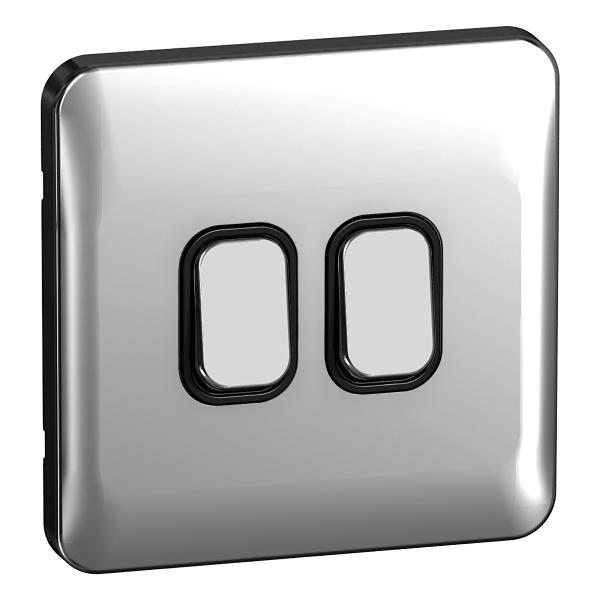 Schneider LSD 10AX 2G 2W Switch Black Insert - Polished Chrome - GGBL1 ...
