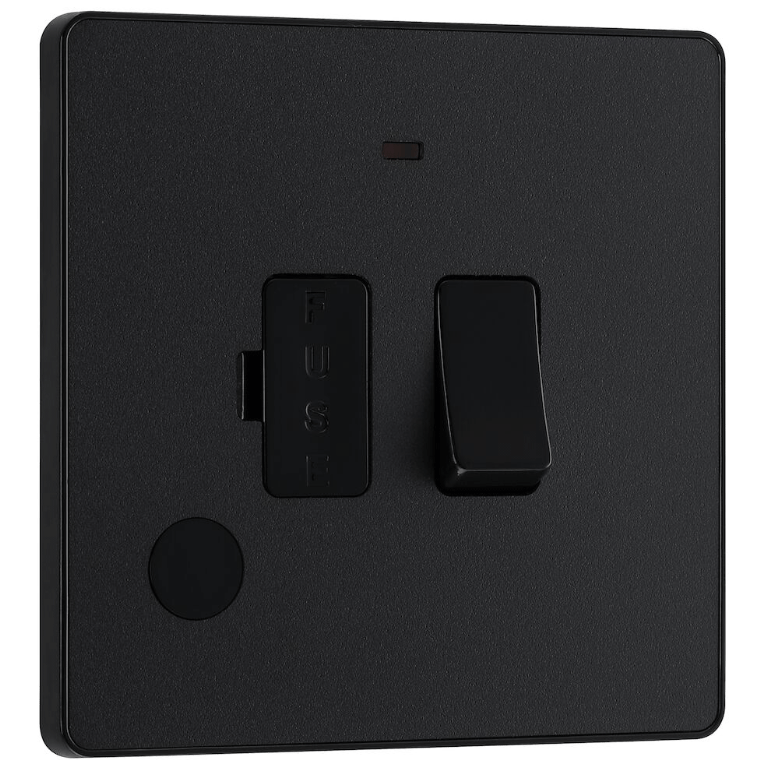 BG Evolve Matt Black Switched 13A Fused Spur Unit With Power LED Indic ...