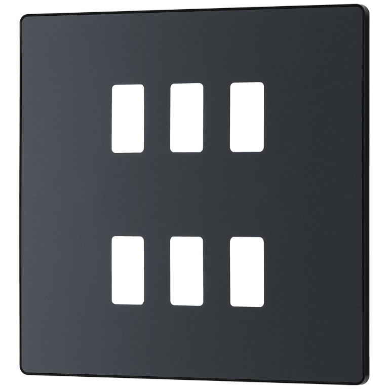 BG Evolve 6 Gang Grid Front Plate - Matt Grey (Black) - RPCDMG6B ...