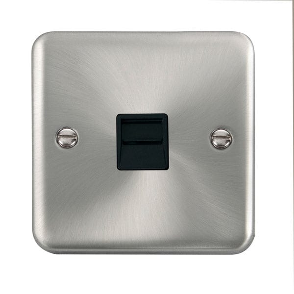 Click Scolmore Deco Plus Satin Chrome 1 Gang Telephone Outlet With Bla ...