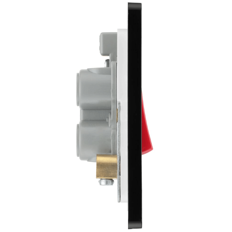 BG Evolve Matt Black 45A Small Plate 2-Pole Switch With LED Power Indi ...