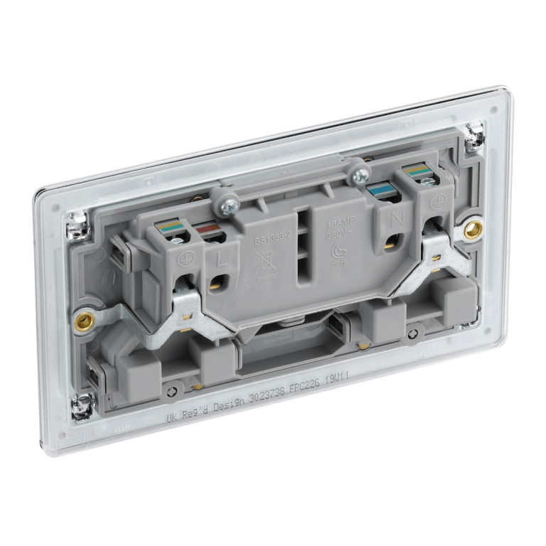 BG Screwless Flatplate Polished Chrome Double Switched 13A Power Socke ...
